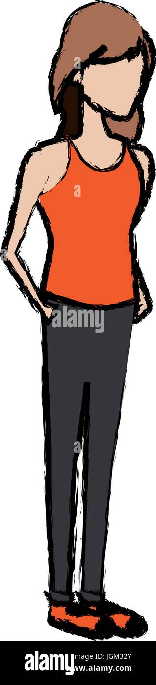 student girl teenager standing character person Stock Vector Image ...