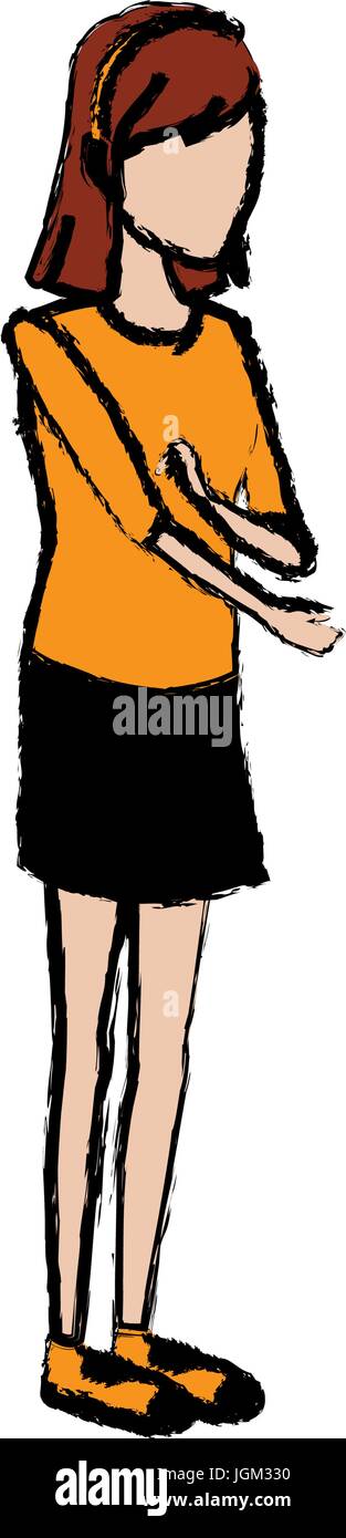student girl teenager standing character person Stock Vector Image ...