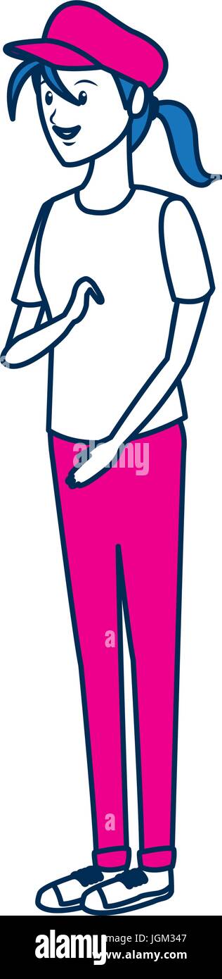 student girl teenager standing character person Stock Vector Image ...