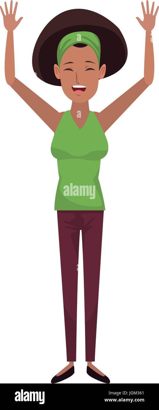 character woman female waving hand happiness Stock Vector Image & Art ...