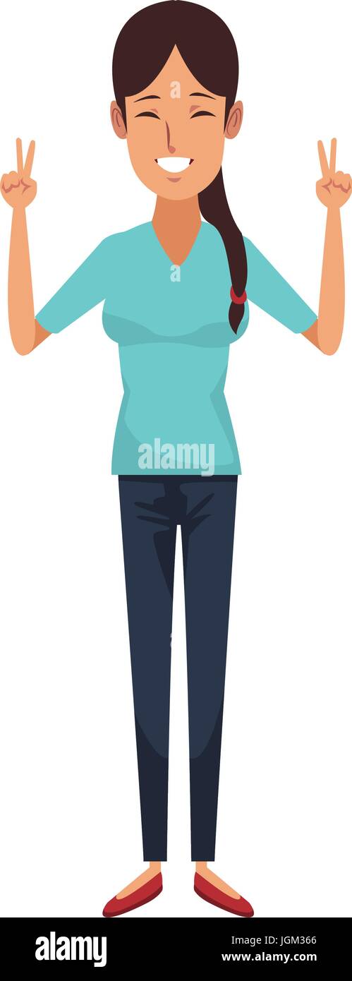 character woman female waving hand happiness Stock Vector Image & Art ...