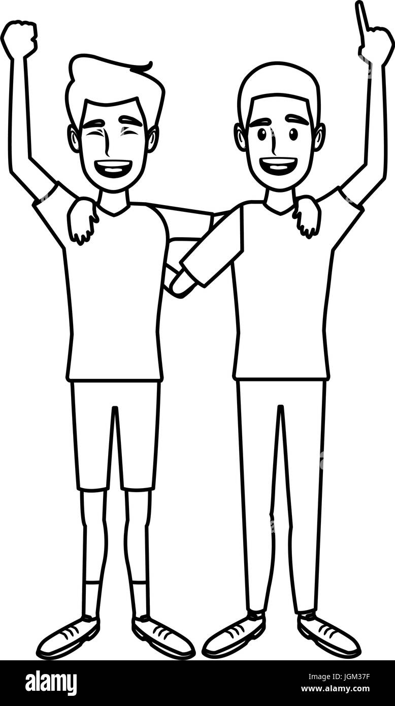 Cartoon illustration two friends hugging Stock Vector Images - Alamy