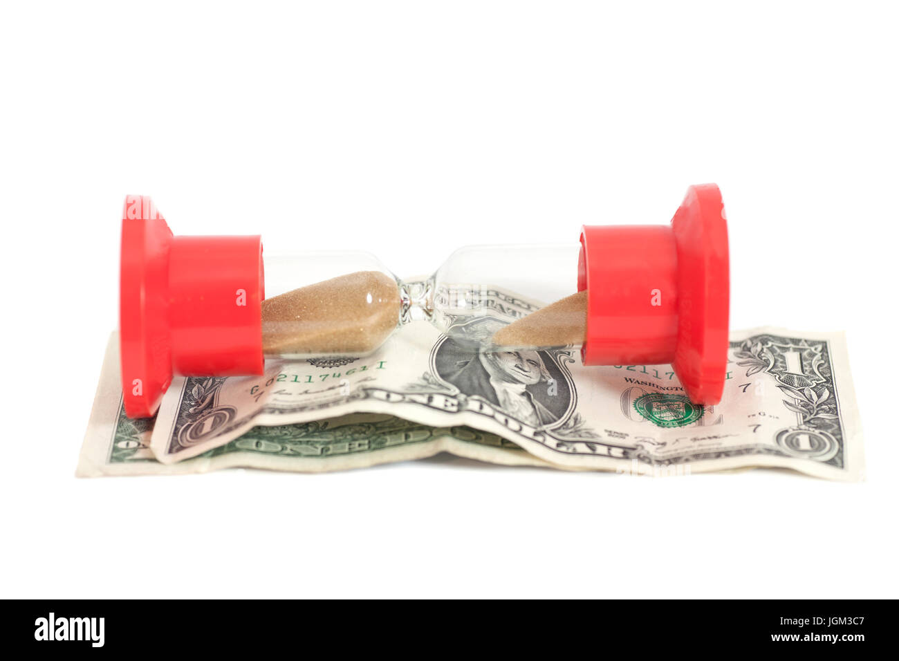 Hourglass with dollars isolated on white background Stock Photo - Alamy