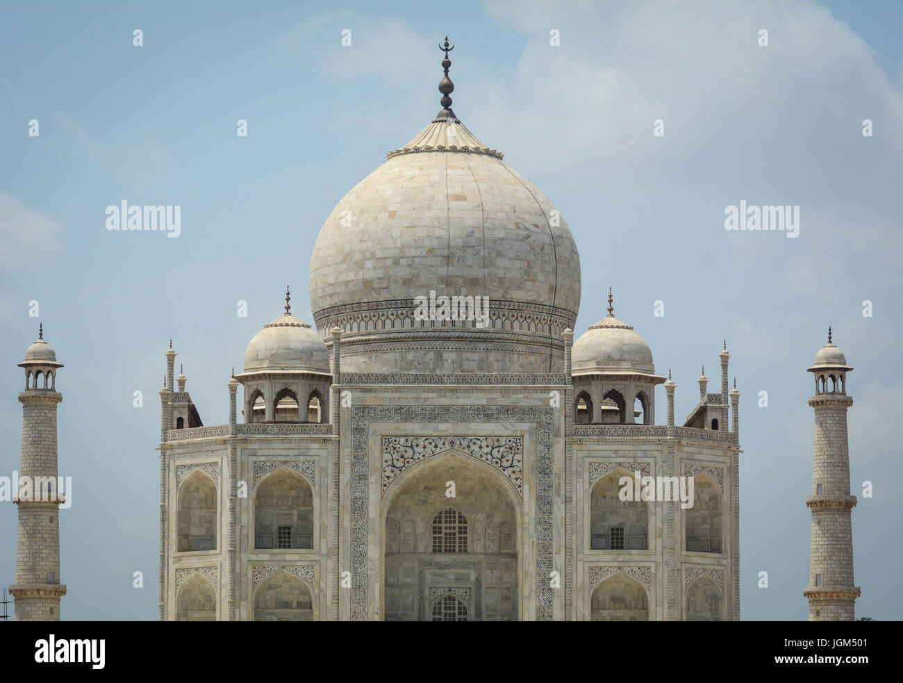 Close-up of Taj Mahal in Agra, India. The Taj Mahal is an ivory-white ...