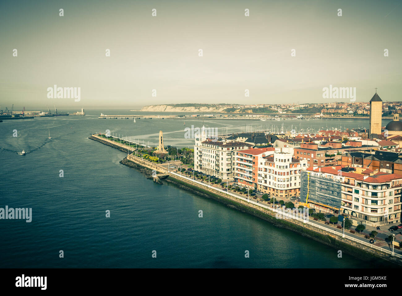El Abra bay and Getxo pier and seafront. Basque country, The Northern ...