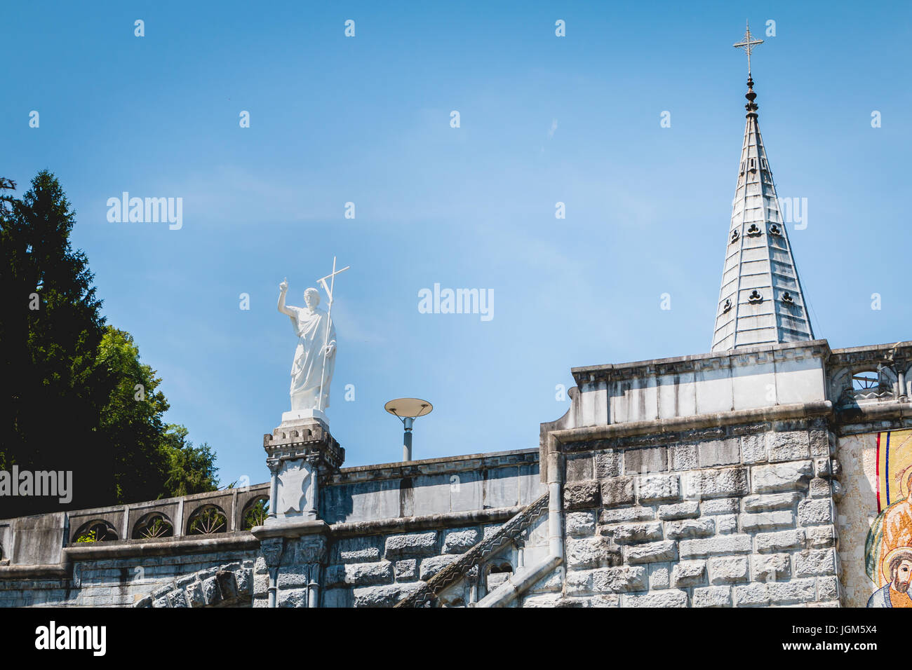 Detail of the architecture of the basilica of the sanctuary of Lourdes ...