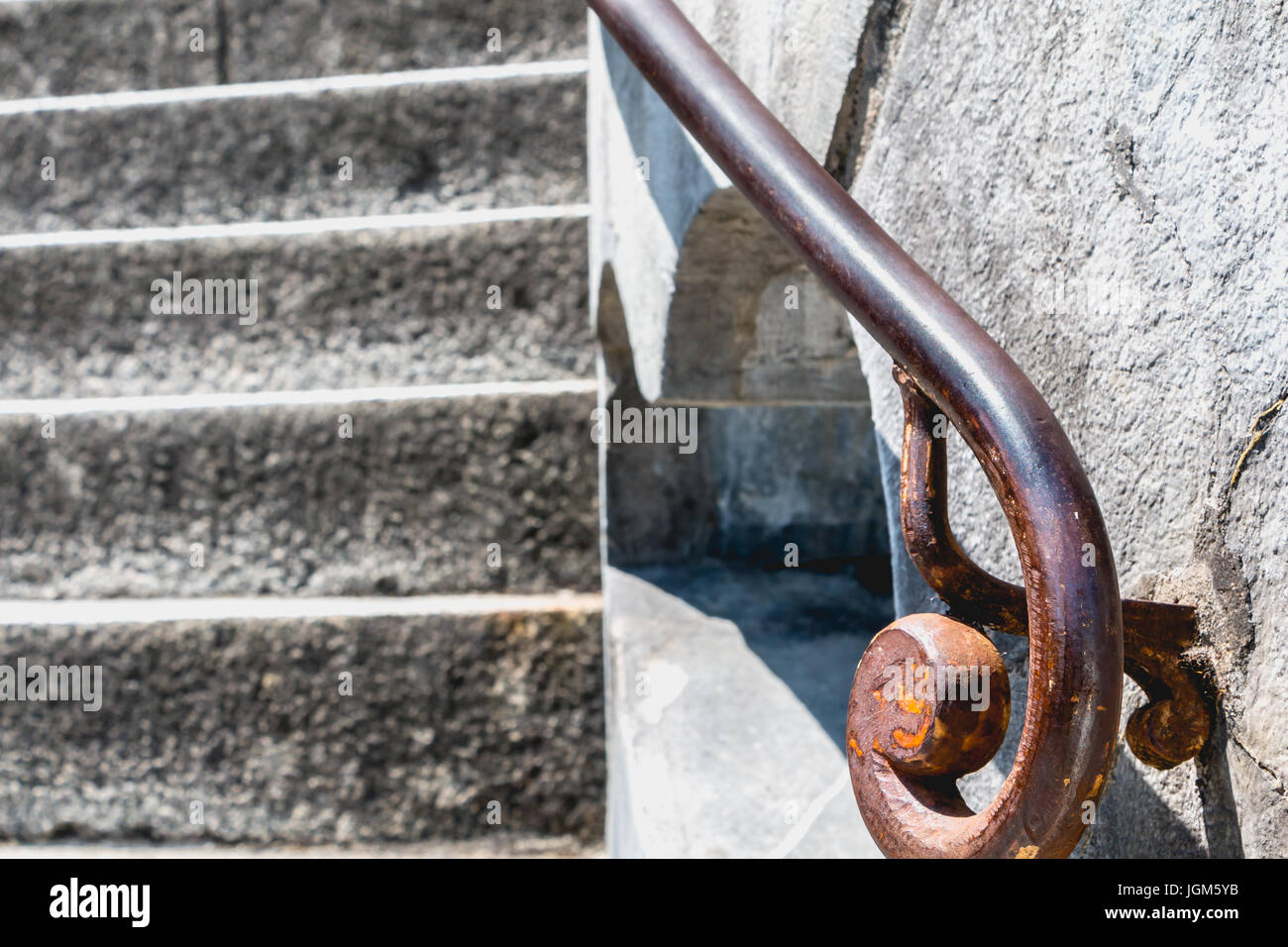 Detail of an old stone staircase worn and damaged Stock Photo - Alamy
