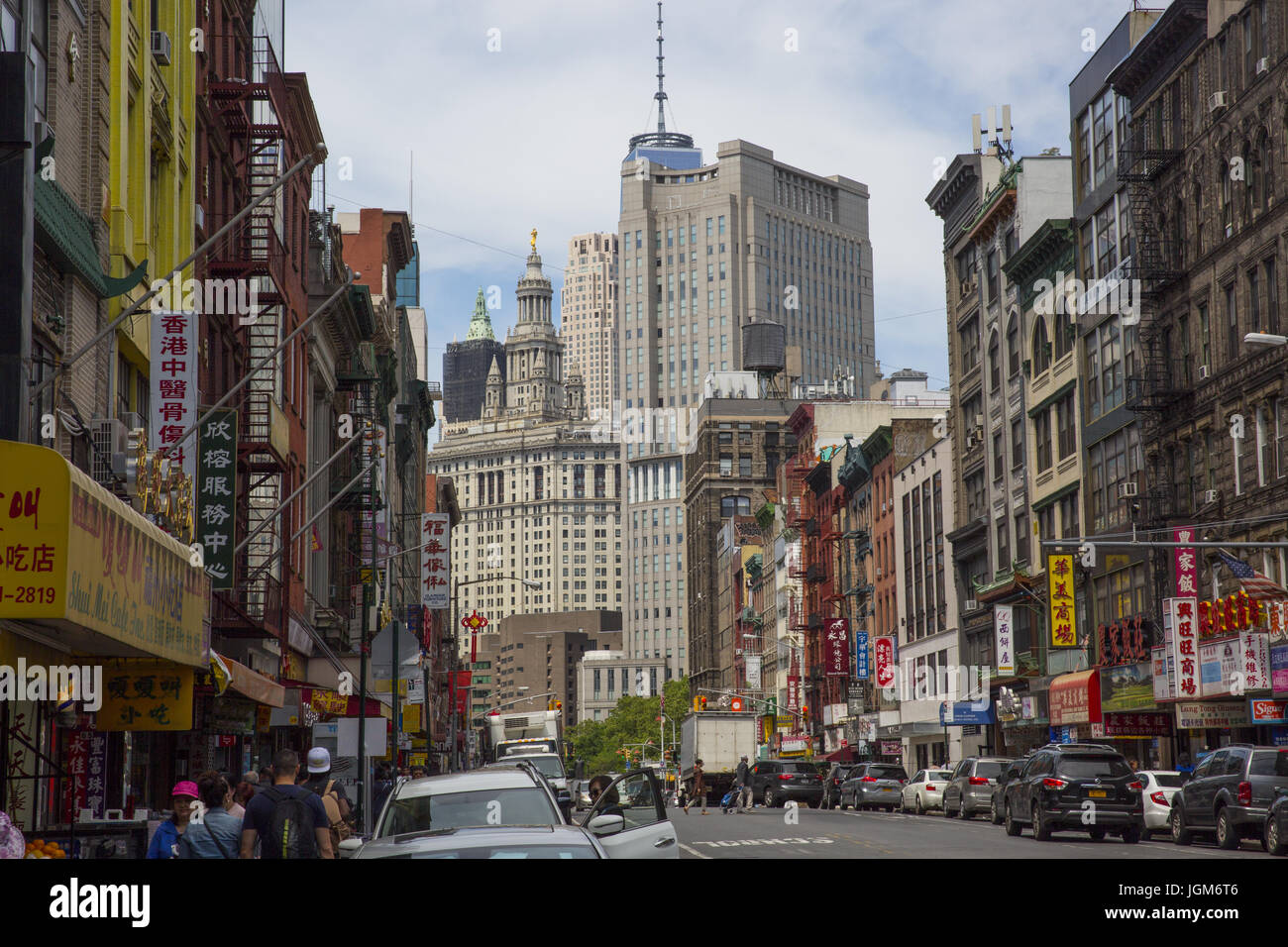 Looking west along East Broadway in the Chinatown neighborhood of ...