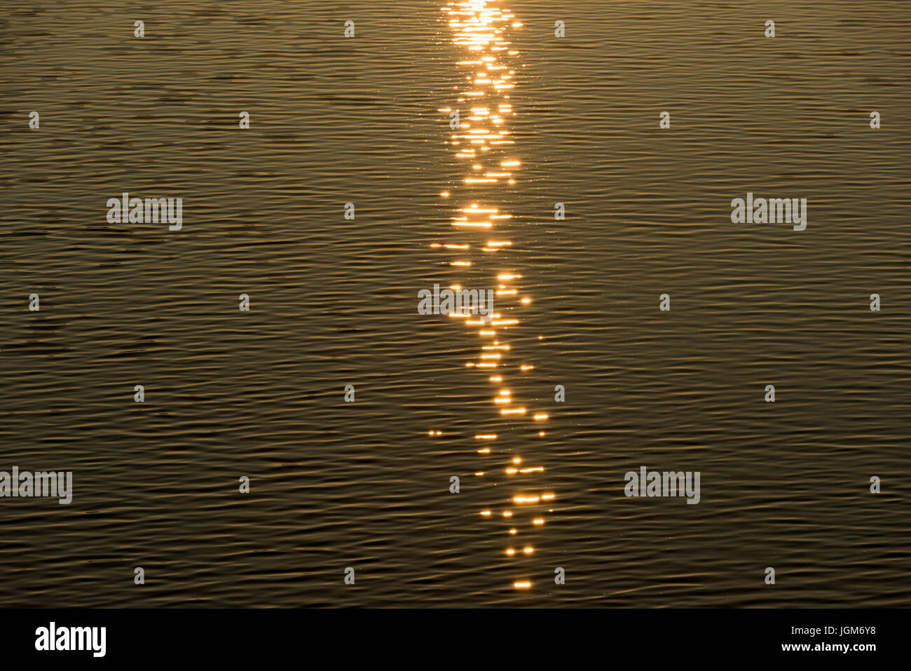 Glistening water in the evening with sunlight and small waves Stock ...