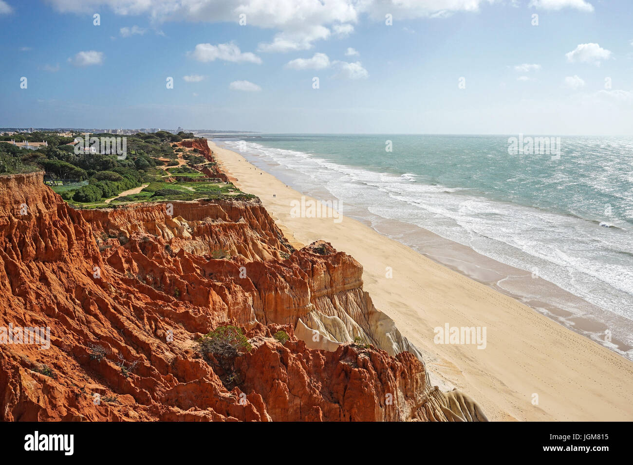 Algarve, Europe, rock, sienna-coloured, Portugal, Praia falesia Stock ...