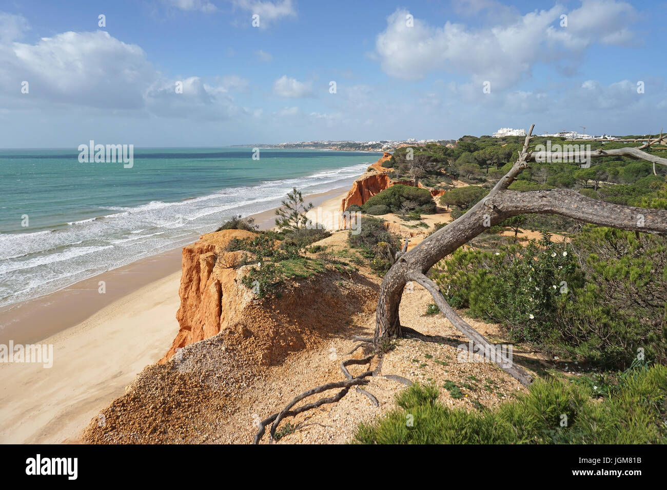 Algarve, Europe, rock, sienna-coloured, Portugal, Praia falesia Stock ...