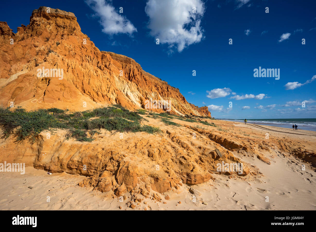 Algarve, surf, Europe, rock, sienna-coloured, Portugal, Praia falesia ...