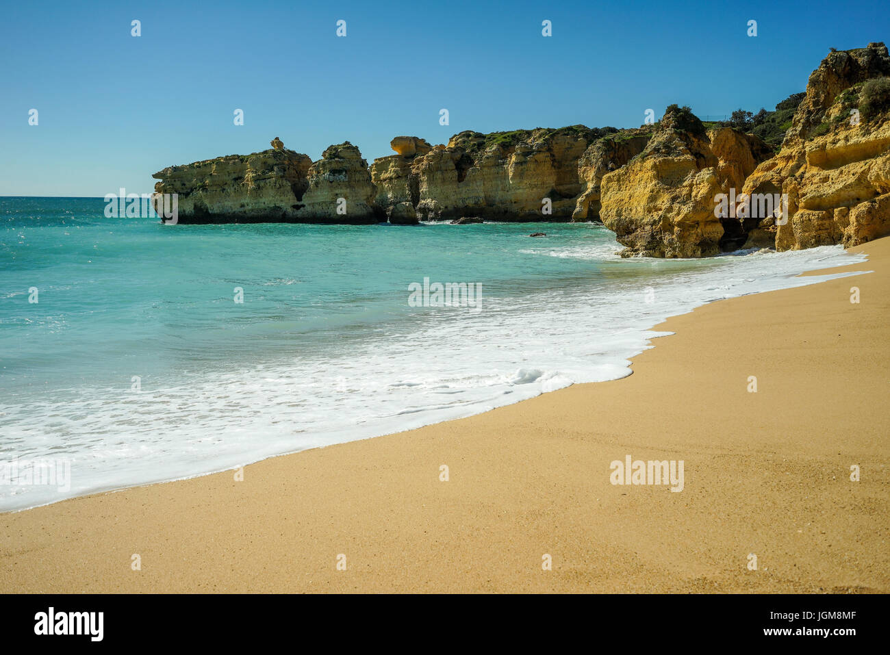 albufeira, Algarve, surf, rock formation, sienna-coloured, Portugal ...
