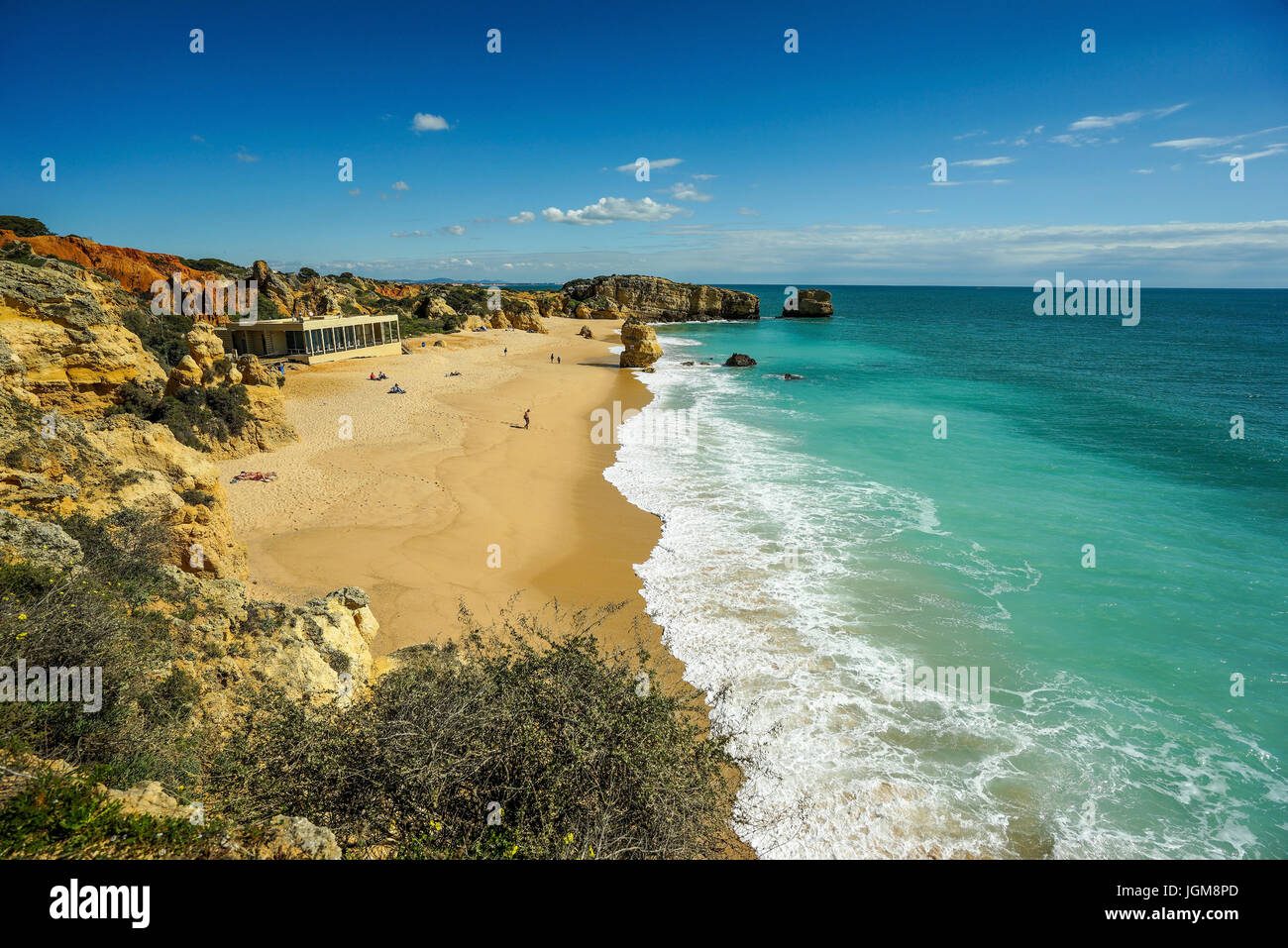 albufeira, Algarve, surf, rock formation, sienna-coloured, Portugal ...
