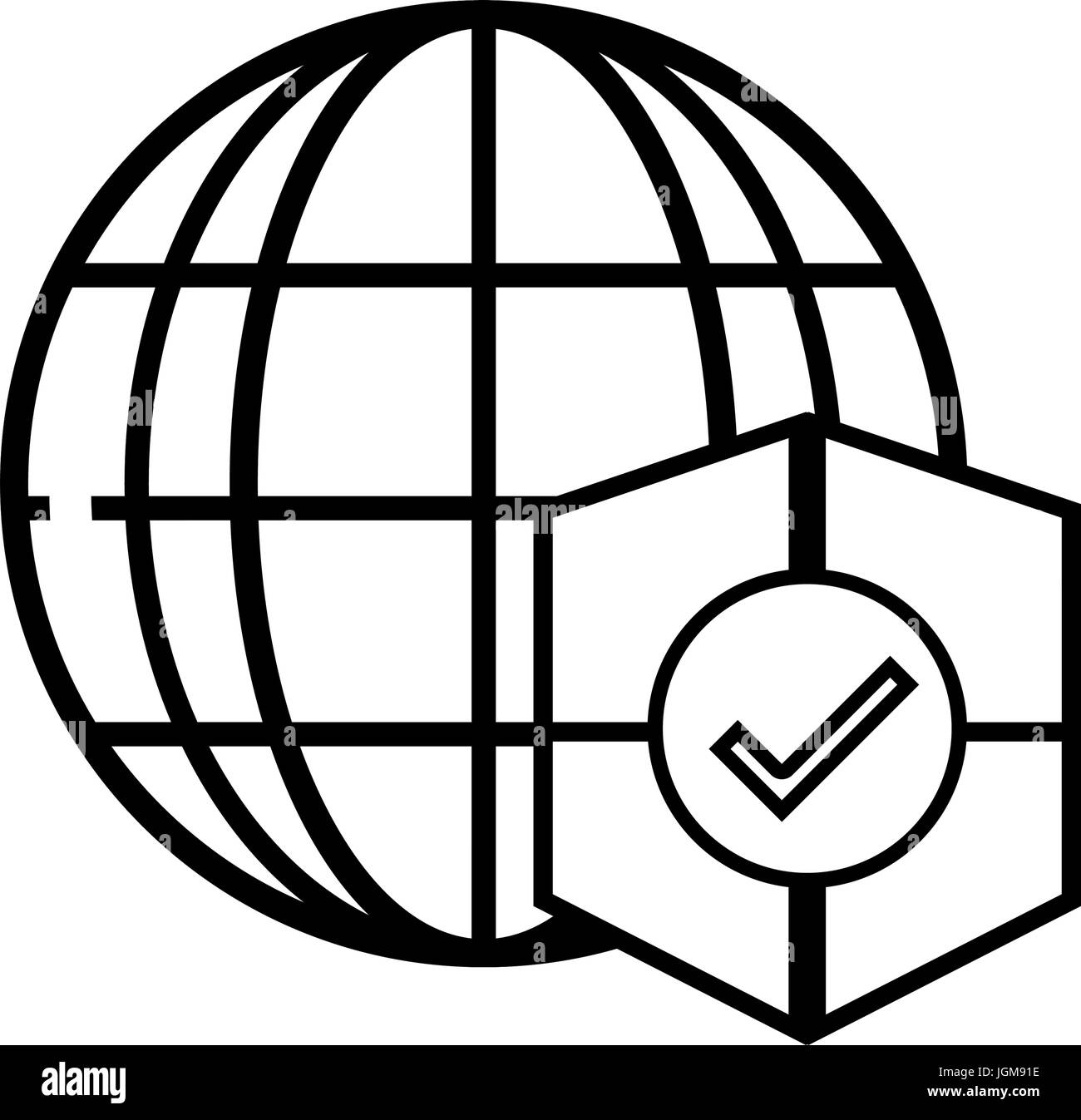 Global connection line data transfer Black and White Stock Photos ...