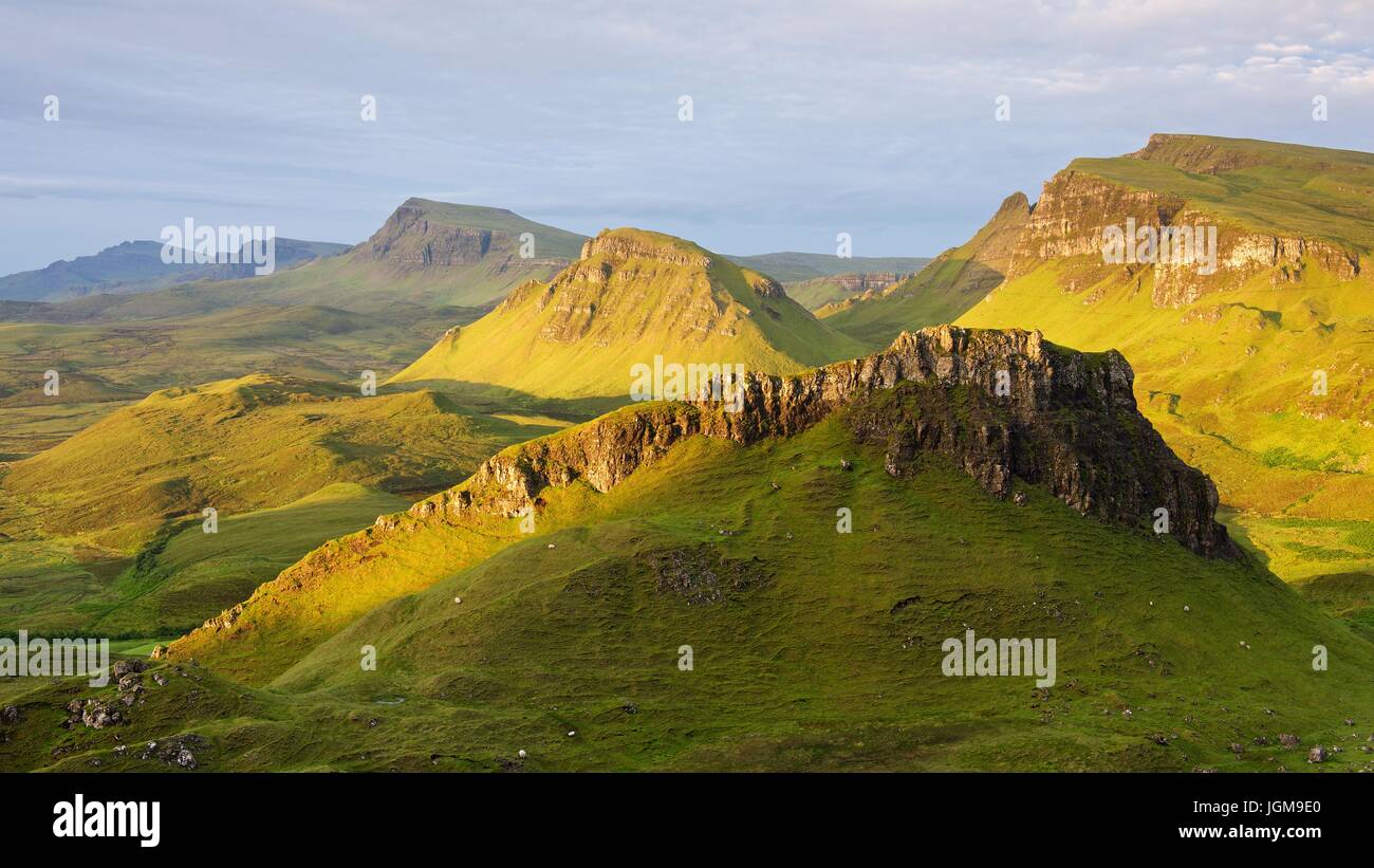 Panoramic view of the Trotternish Ridge from the Quiraing on the Isle ...