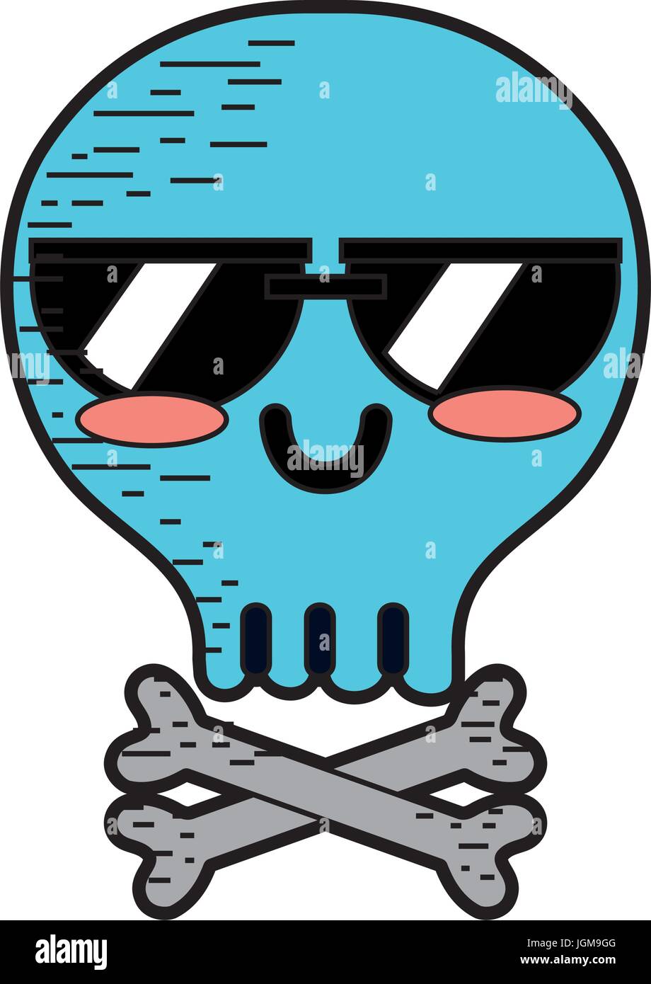 kawaii cute tender skull with bones Stock Vector Image & Art - Alamy