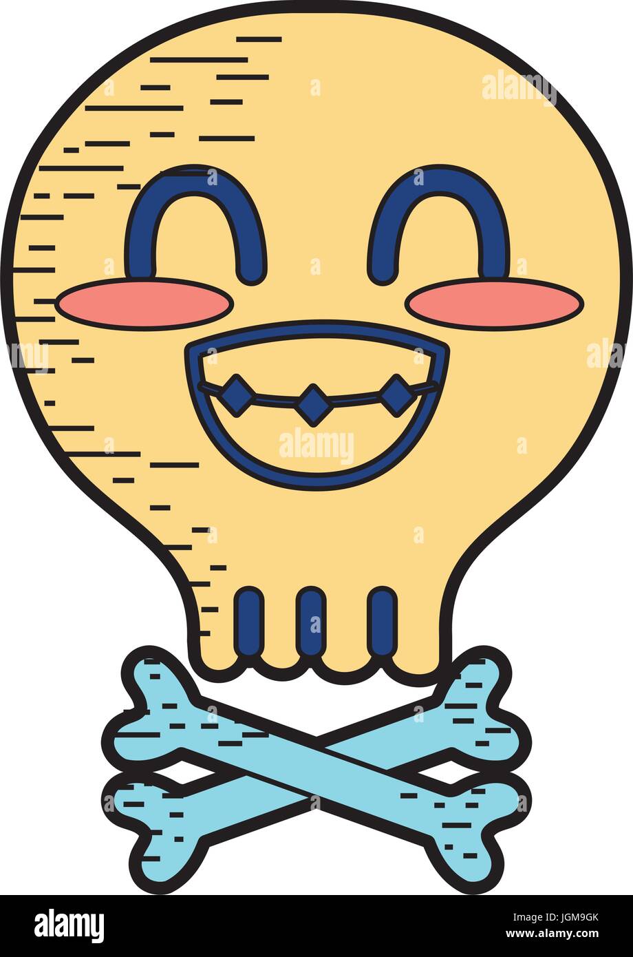 kawaii cute tender skull with bones Stock Vector Image & Art - Alamy