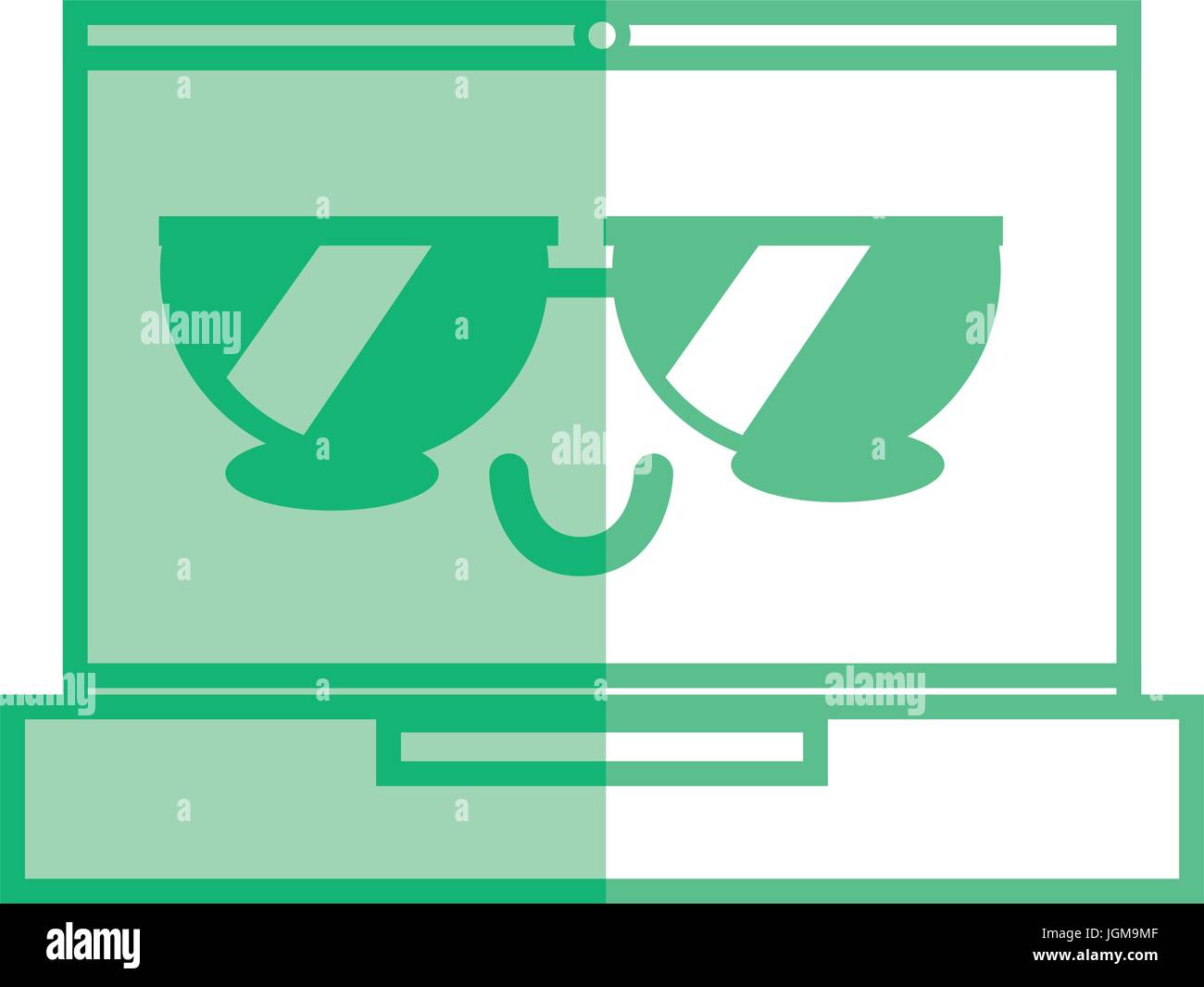 silhouette kawaii cute tender laptop technology Stock Vector Image ...