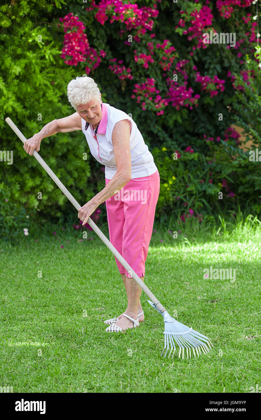 Raking lawn hi-res stock photography and images - Alamy