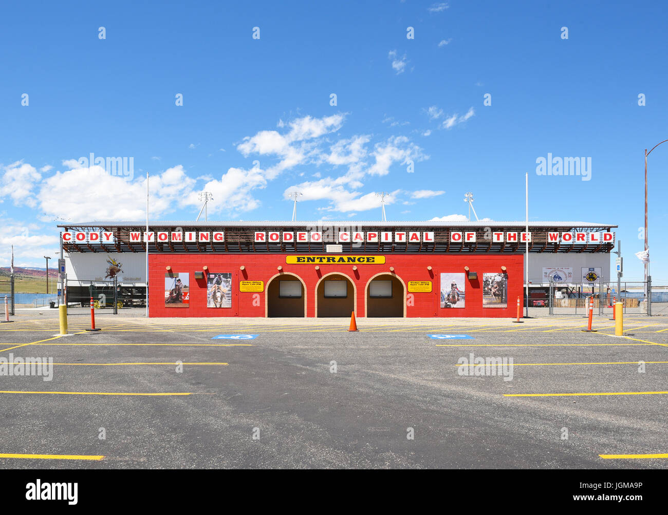 CODY, WYOMING - JUNE 24, 2017: Cody Stampede Park entrance. Cody is the ...