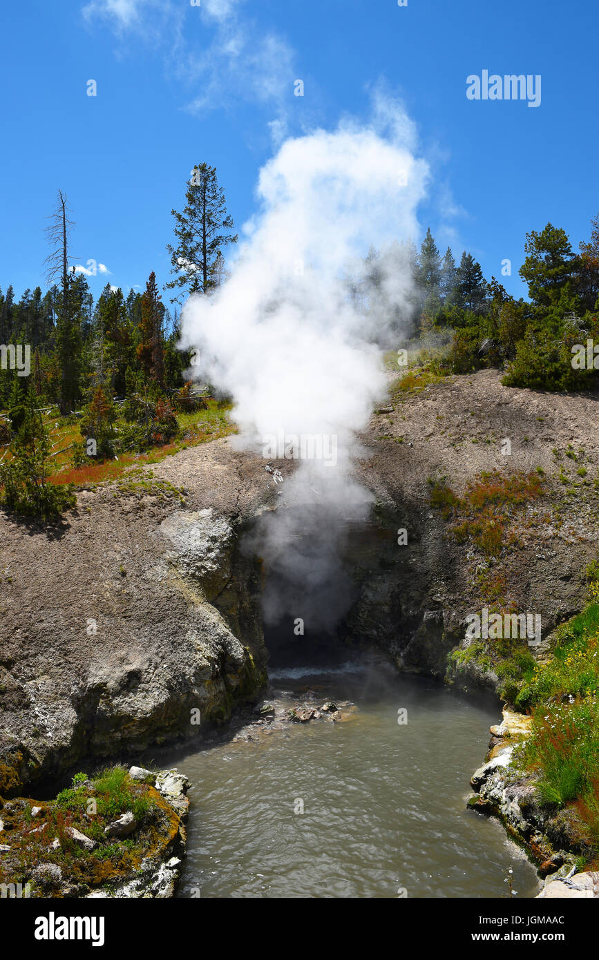 Dragons Mouth Spring, Yellowstone National Park, Wyoming Stock Photo ...