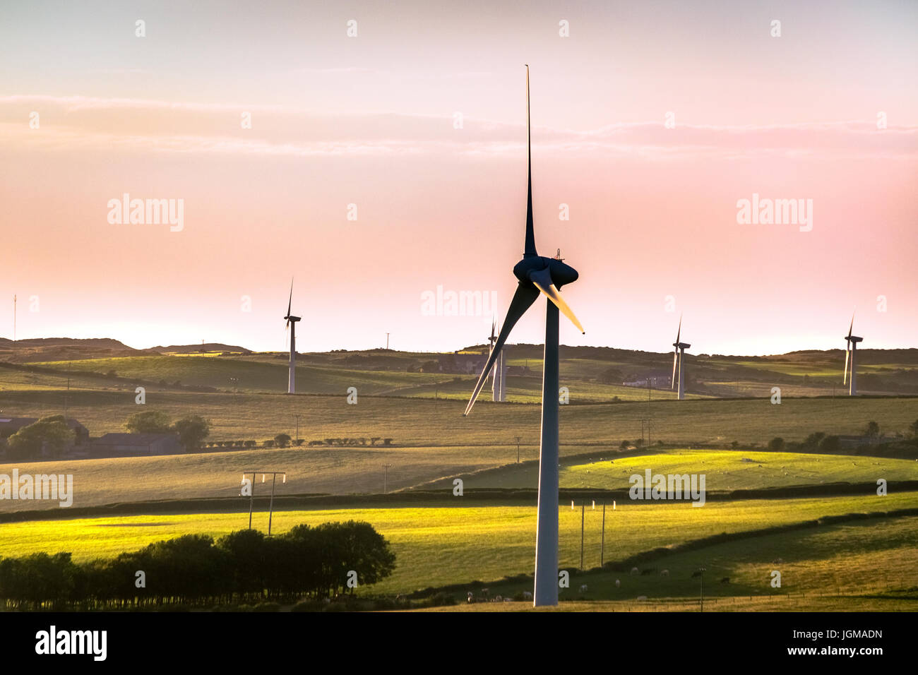 Windmill Sunset Evening Sky Stock Photo - Alamy