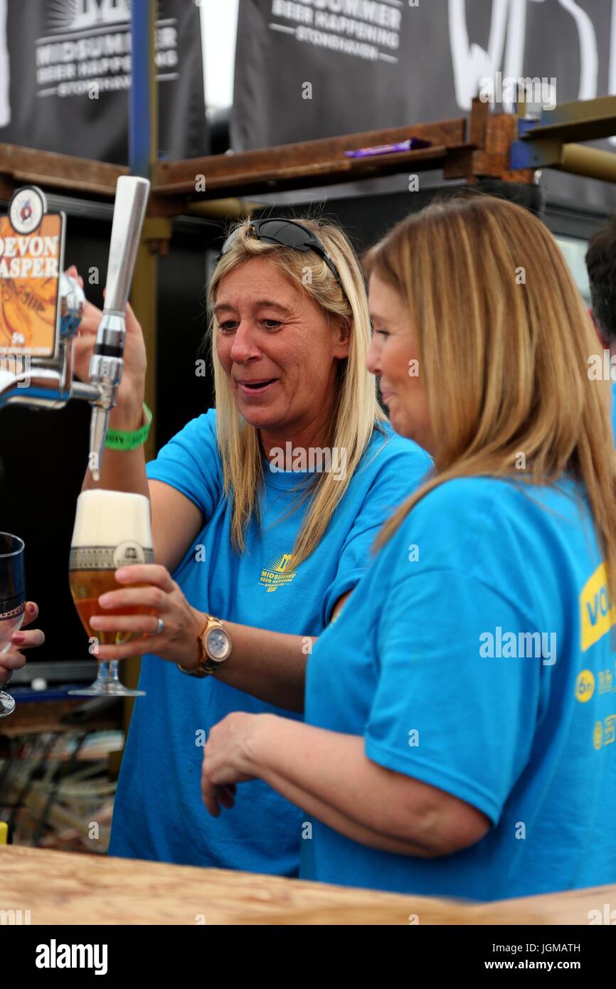 Bar Staff serving customers at the 2017 Stonehaven Beer Festival Stock ...