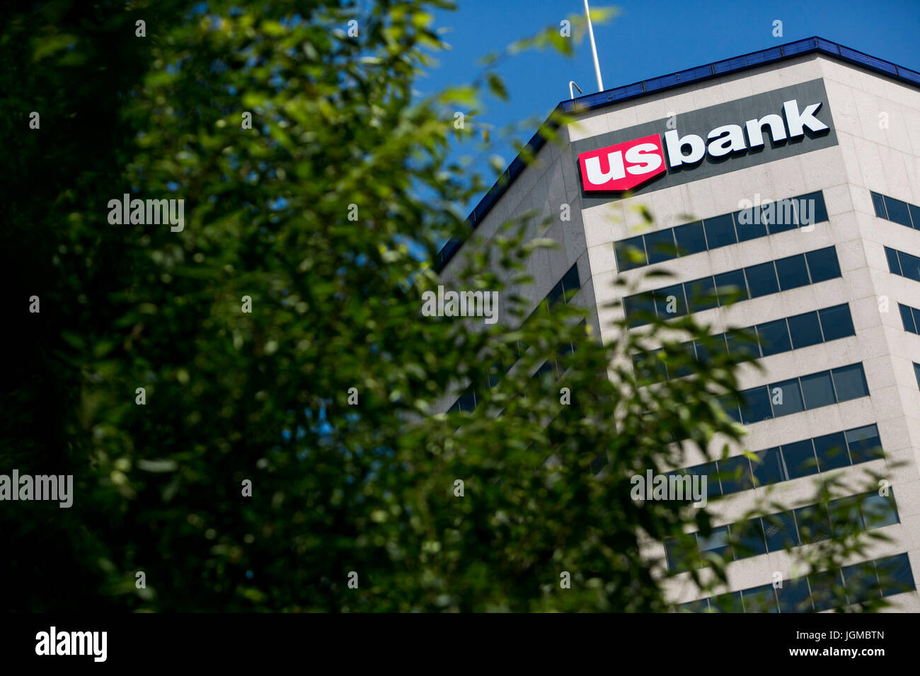 A logo sign outside of facility occupied by U.S. Bancorp (Bank) in ...