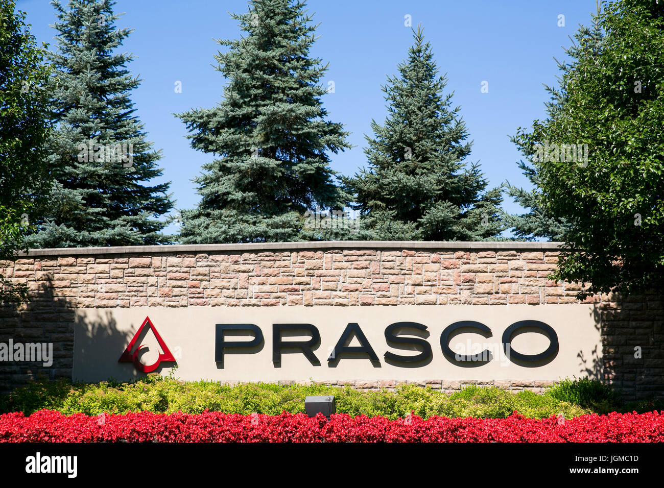 A logo sign outside of a facility occupied by Prasco in Mason, Ohio on ...