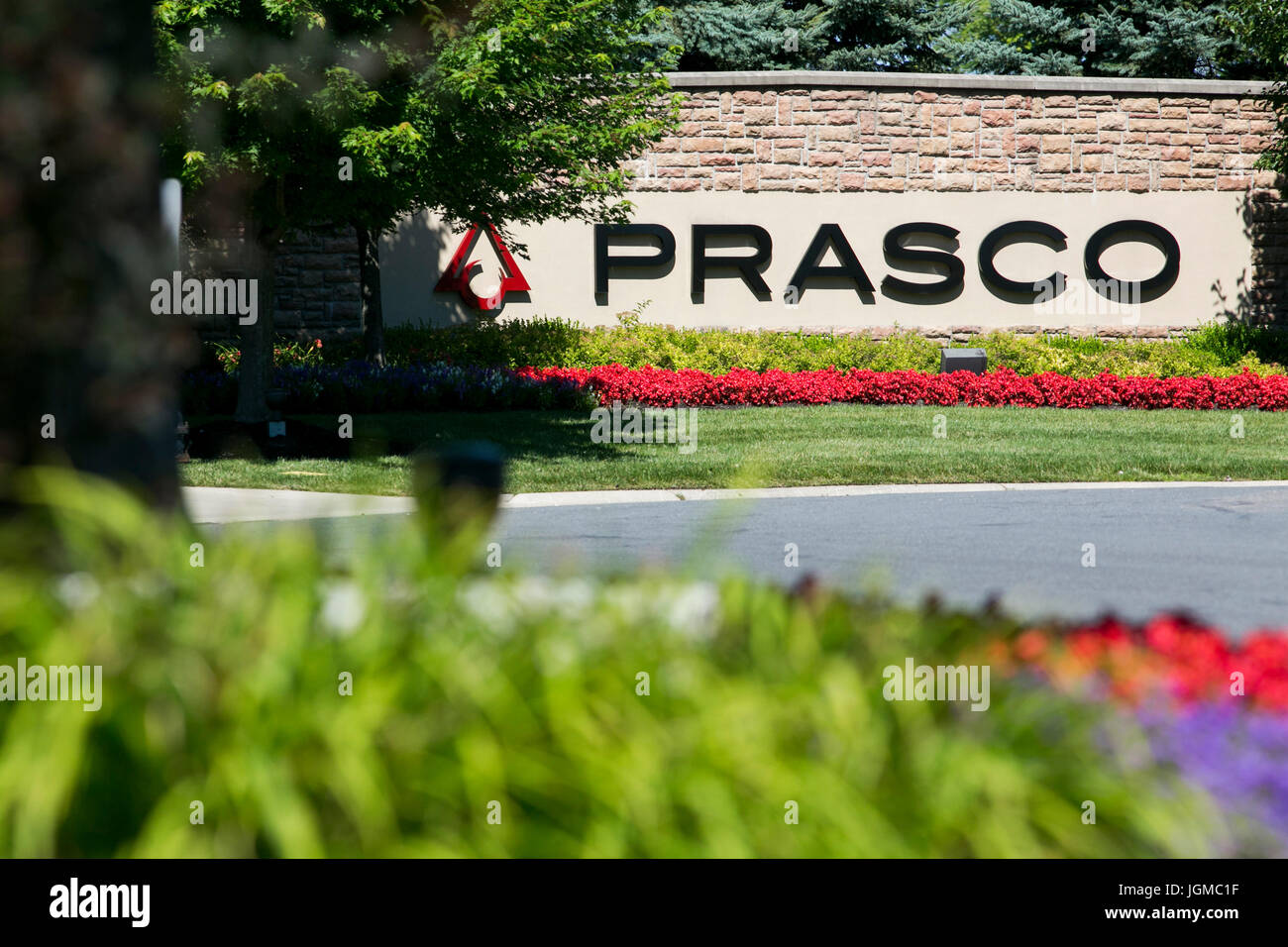 A logo sign outside of a facility occupied by Prasco in Mason, Ohio on ...