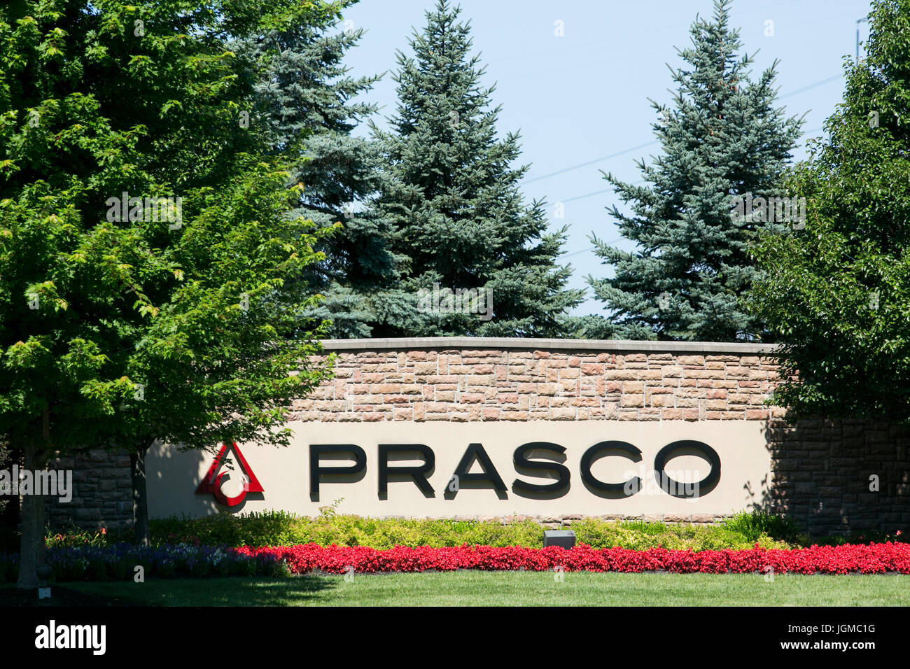 A logo sign outside of a facility occupied by Prasco in Mason, Ohio on ...
