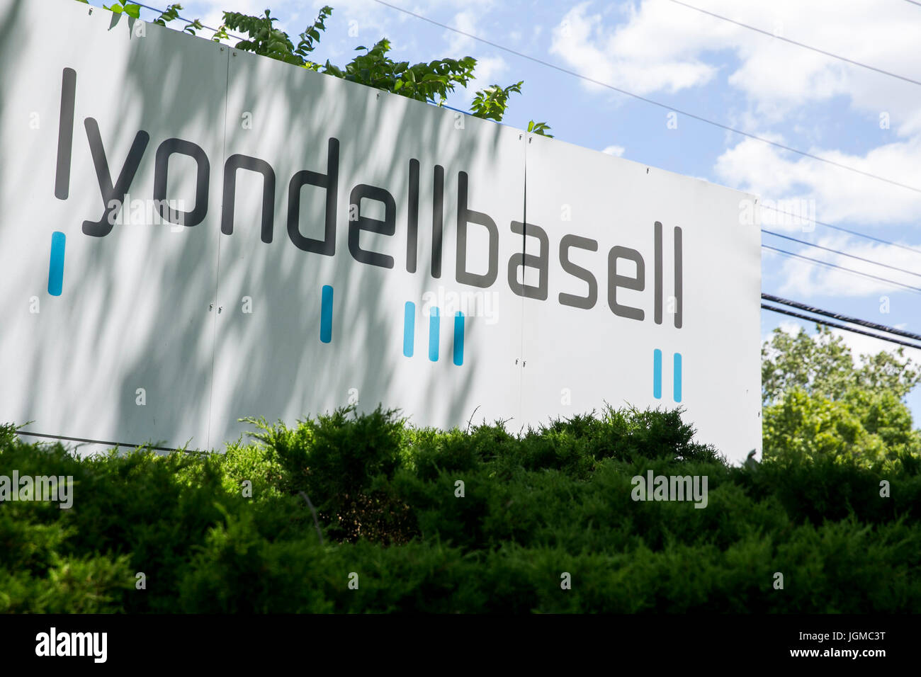 A logo sign outside of a facility occupied by LyondellBasell in ...
