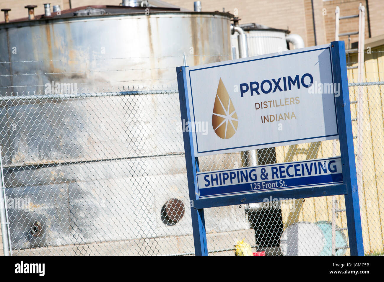 A logo sign outside of a facility occupied by Proximo Spirits, Inc., in ...