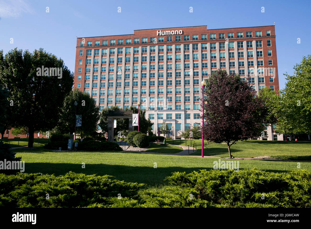 A logo sign outside of a facility occupied by Humana Inc., in ...