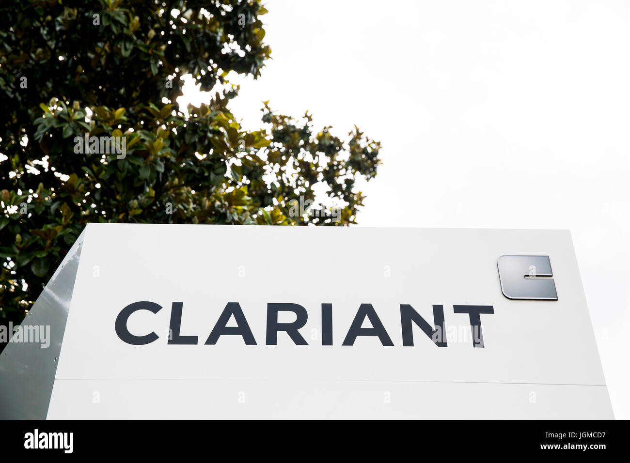 A logo sign outside of a facility occupied by Clariant in Louisville ...