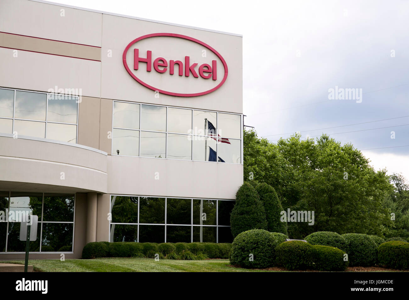 A logo sign outside of a facility occupied by Henkel AG & Company in ...