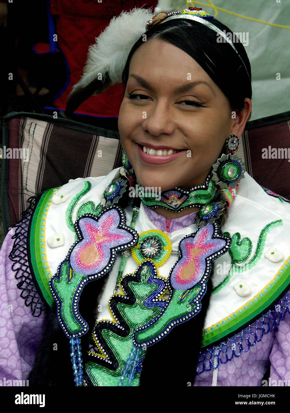 Mohikaner with the Pow-Wow in the Kahnawake reserve near Montreal ...