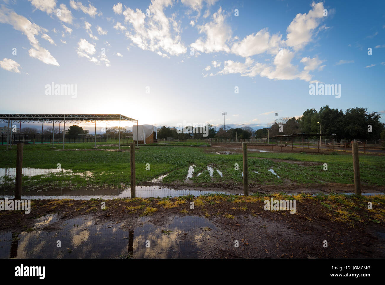 Rainy wet farmland area Stock Photo - Alamy