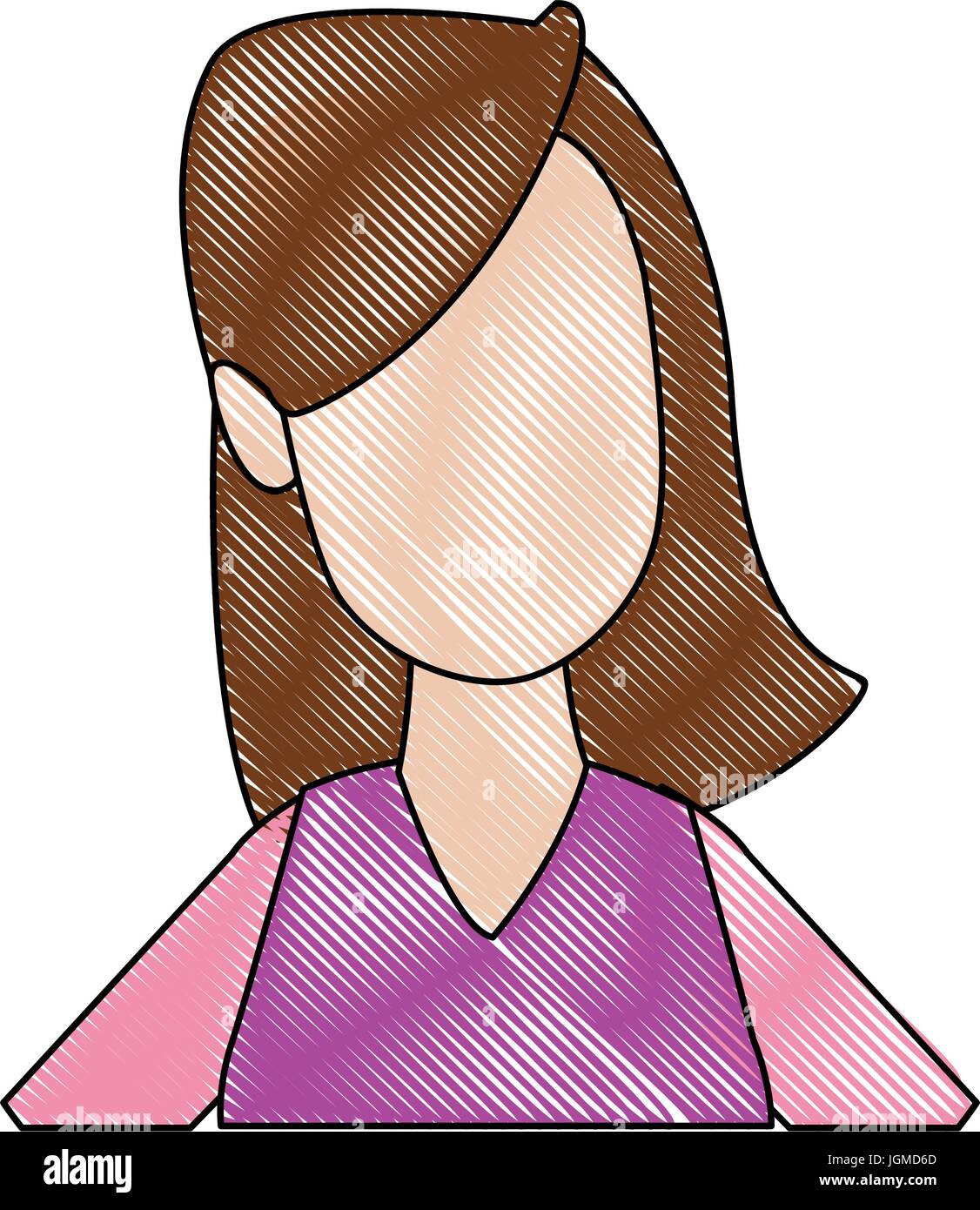 portrait woman young cartoon faceless people Stock Vector Image & Art ...