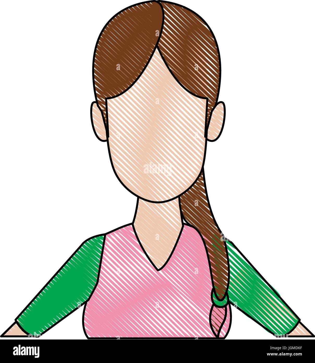 portrait woman young cartoon faceless people Stock Vector Image & Art ...