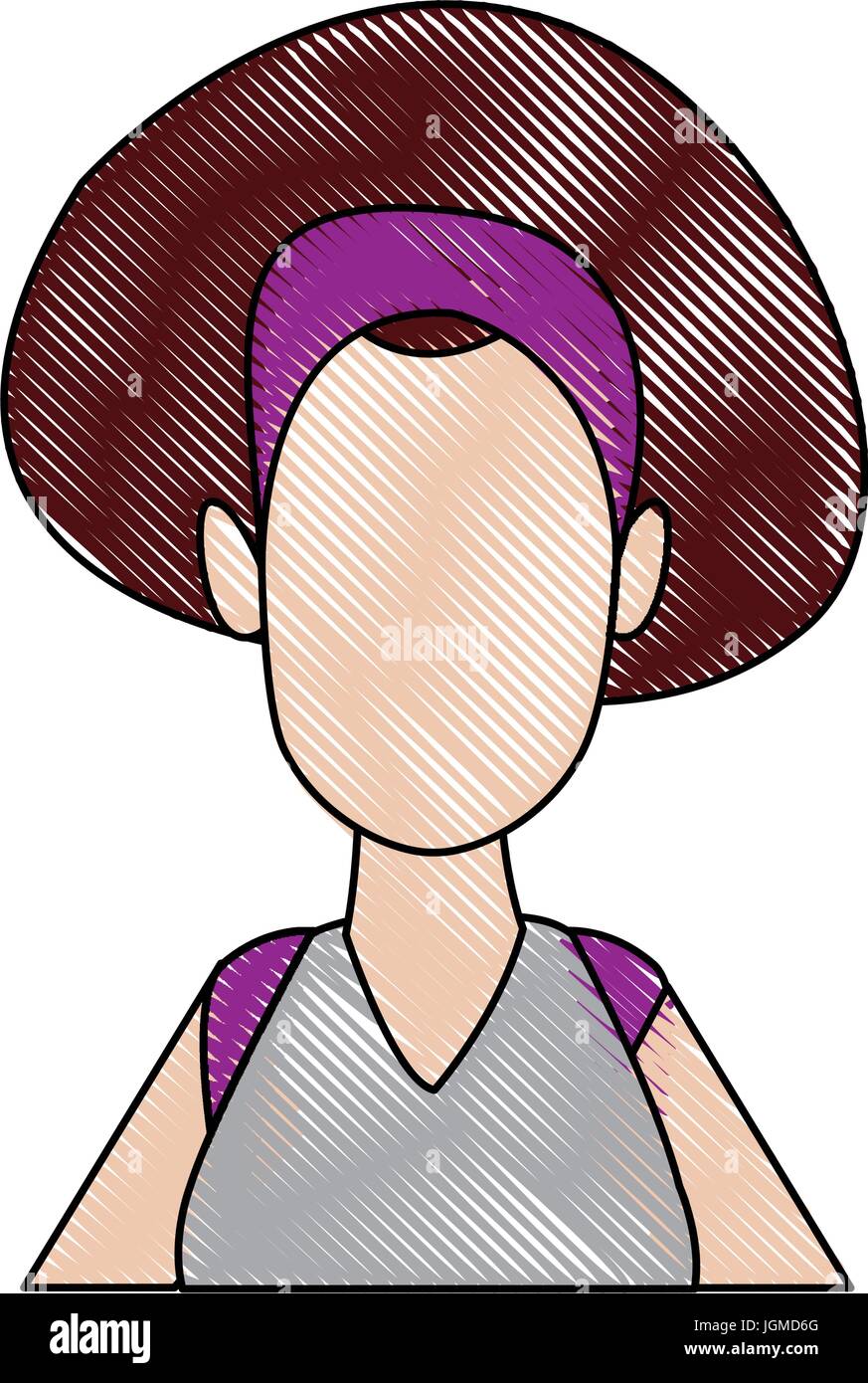 portrait woman young cartoon faceless people Stock Vector Image & Art ...