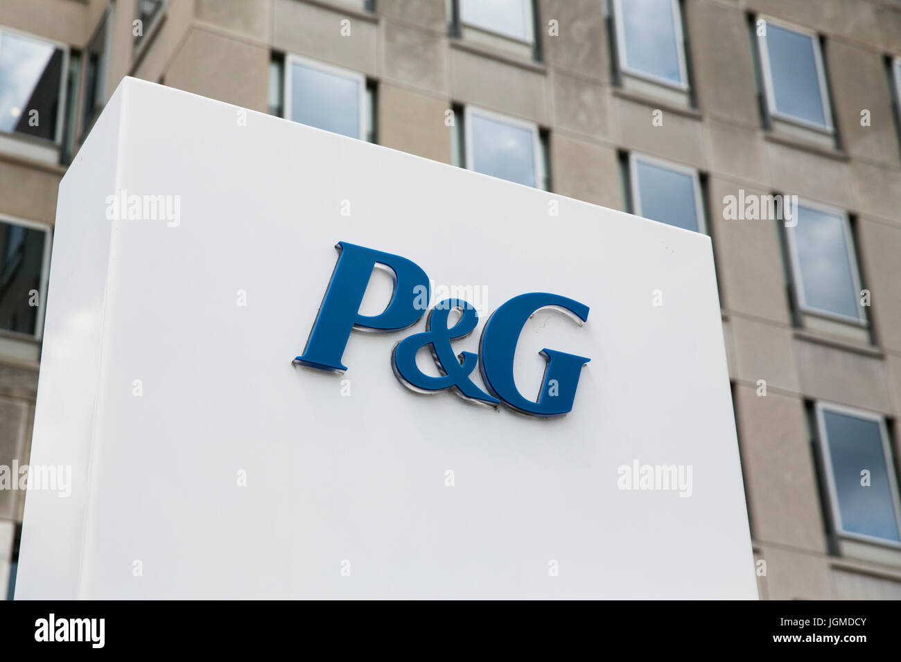 A logo sign outside of the headquarters of Procter & Gamble Co. (P&G ...