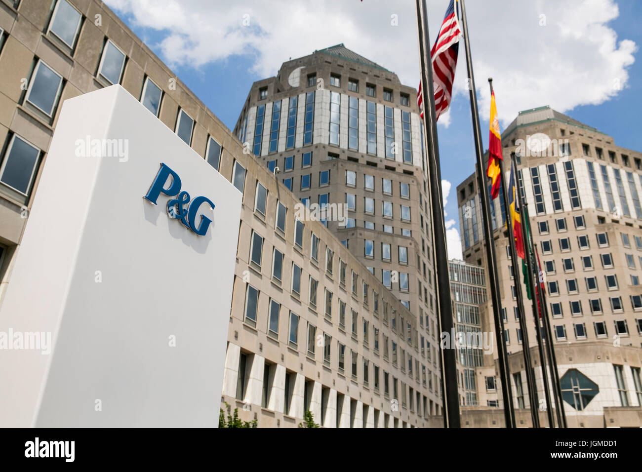 A logo sign outside of the headquarters of Procter & Gamble Co. (P&G ...