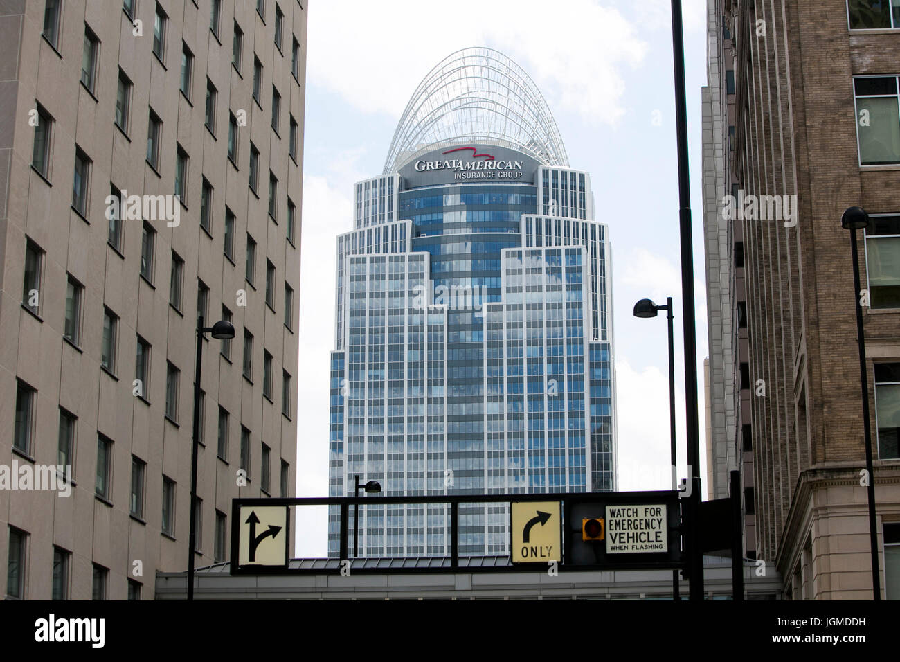 A logo sign outside of the headquarters of the Great American Financial ...