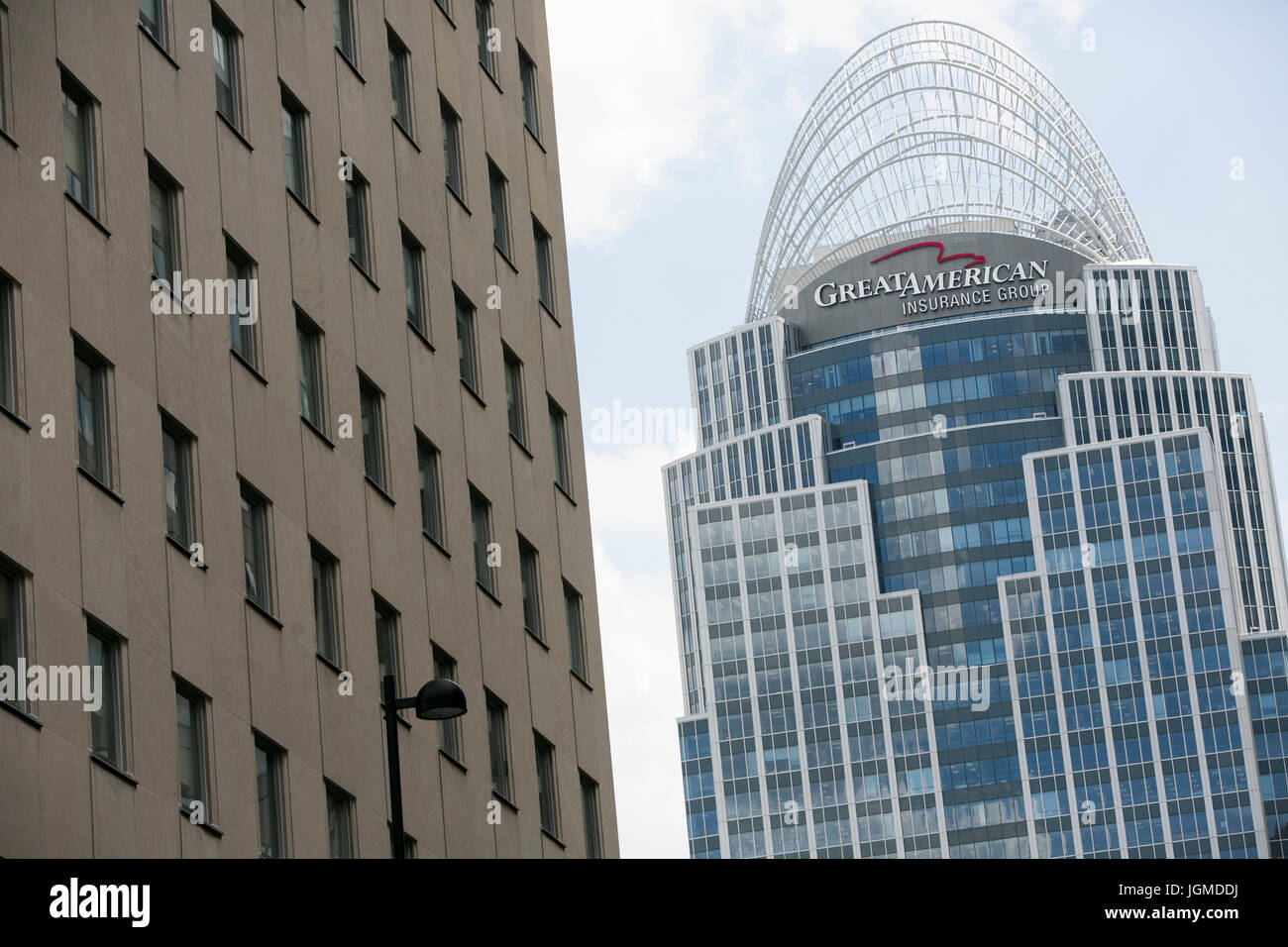 A logo sign outside of the headquarters of the Great American Financial ...