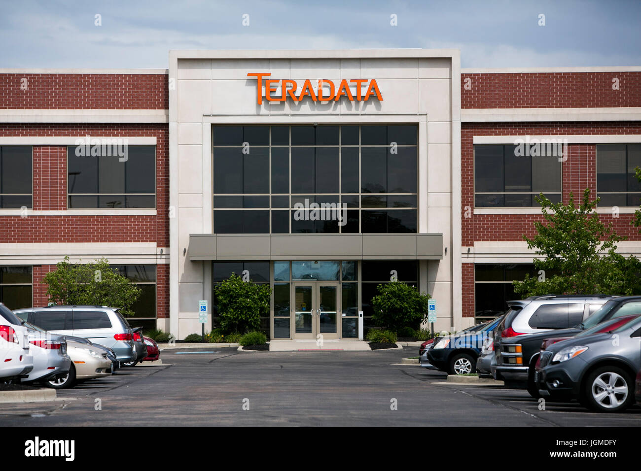 A logo sign outside of the headquarters of the Teradata Corporation in ...