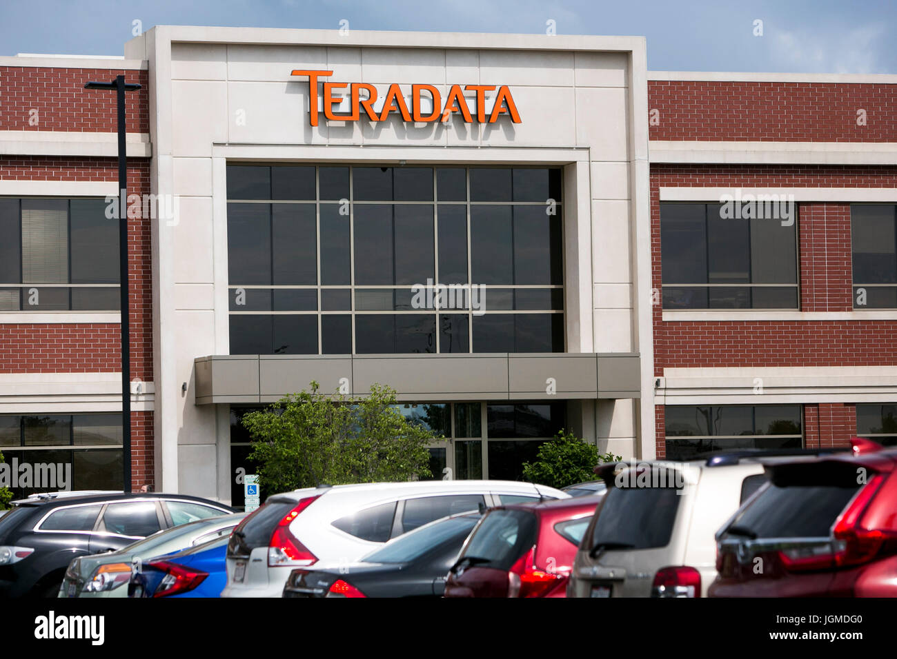 A logo sign outside of the headquarters of the Teradata Corporation in ...