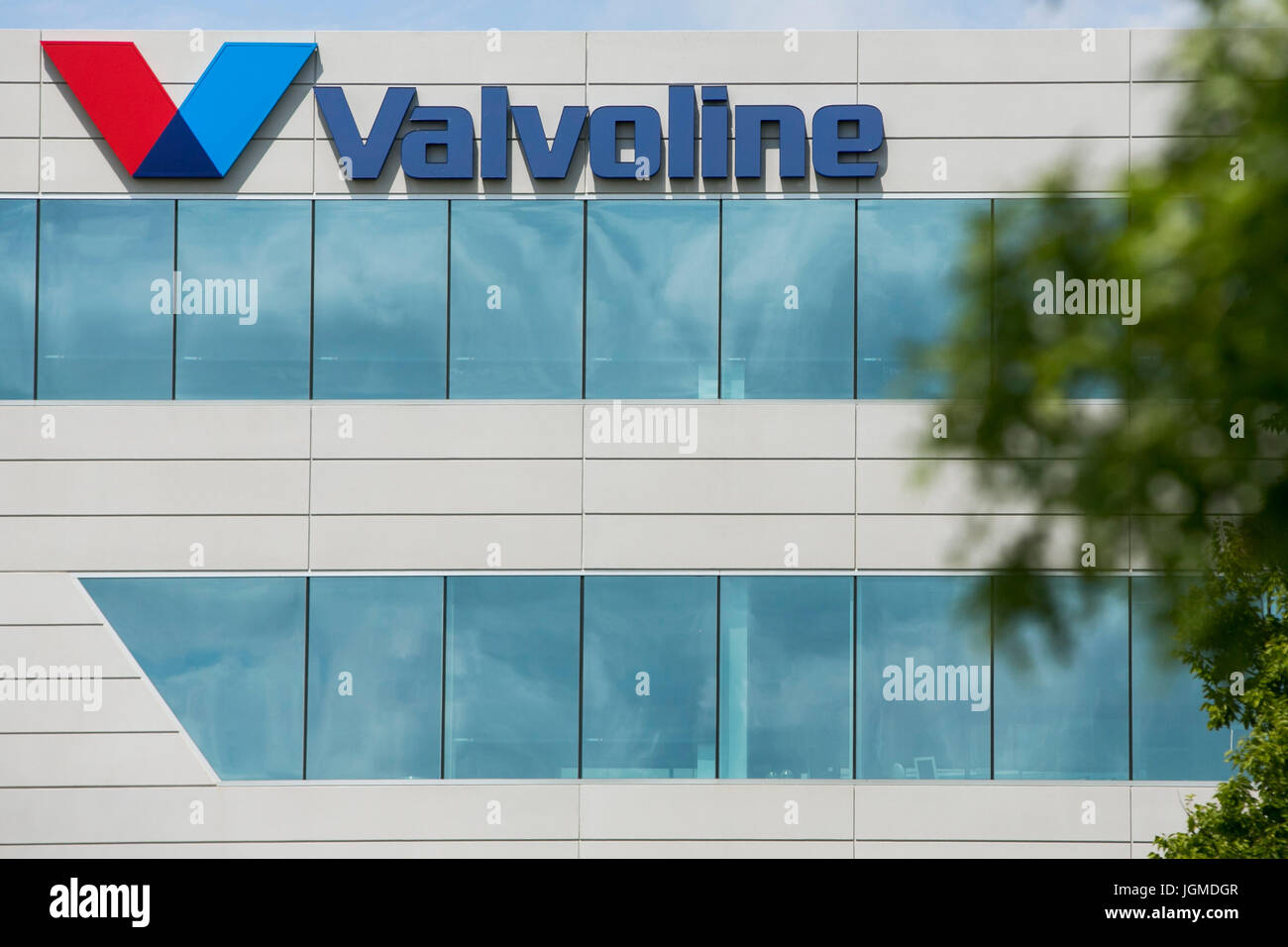 A logo sign outside of the headquarters of Valvoline in Lexington ...