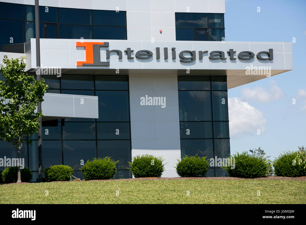 A logo sign outside of the headquarters of Intelligrated in Mason, Ohio ...